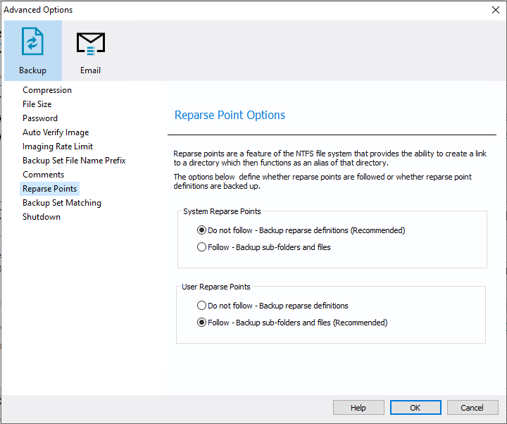 File and Folder Backup Options